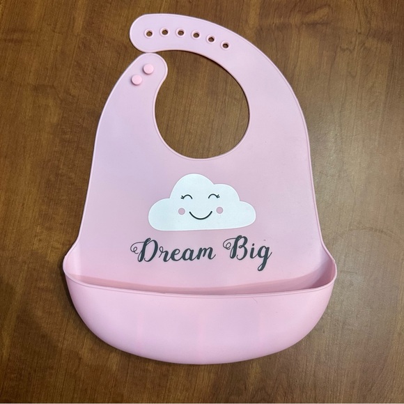 Accessories | Dream Big Pink Silicone Bib | Poshmark